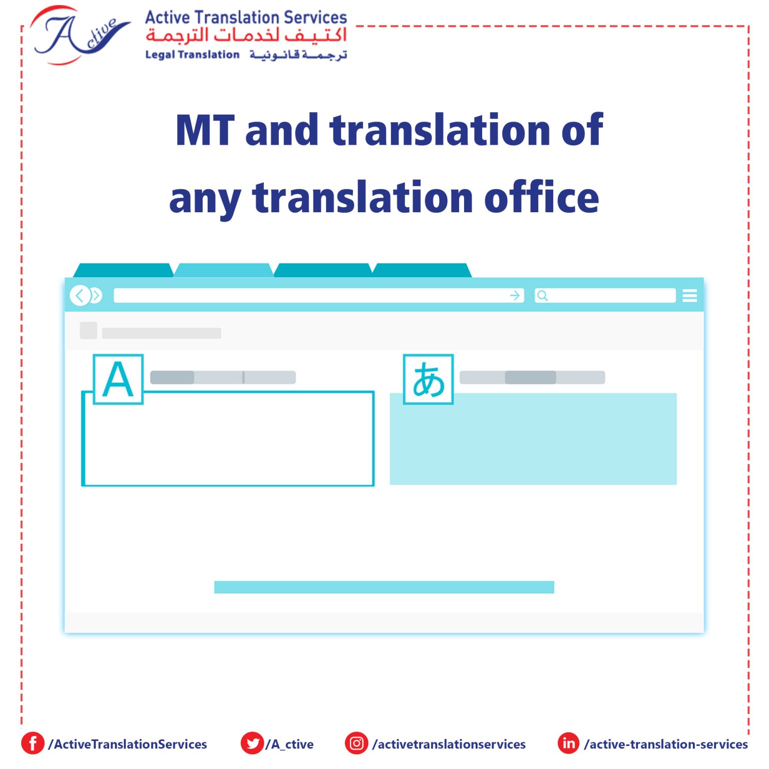 MT and translation of any translation office - Active Translation Services